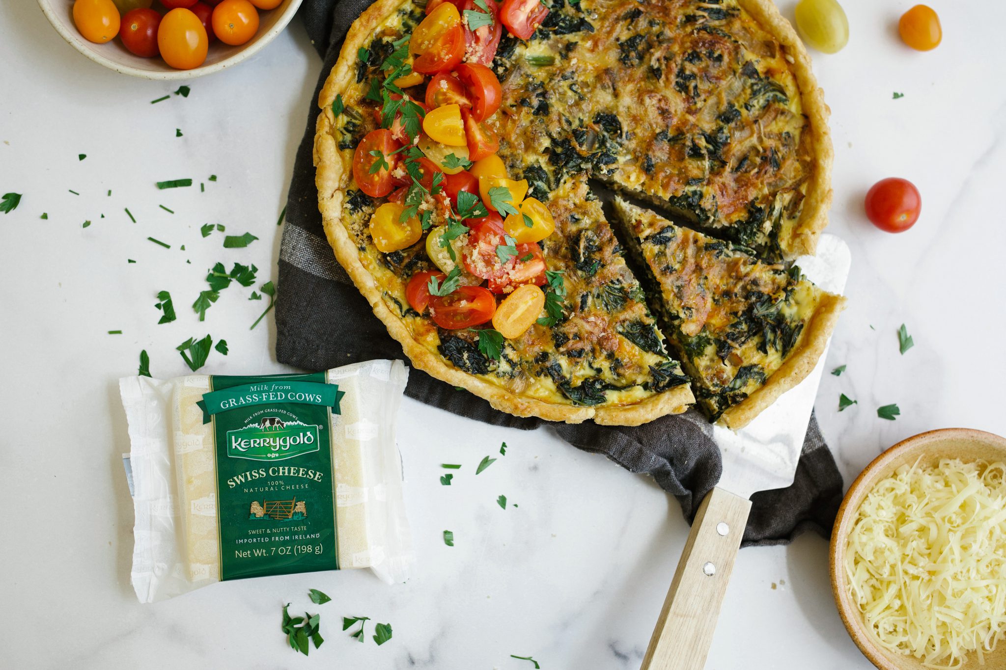 KALE SAUSAGE AND SWISS QUICHE - Kerrygold